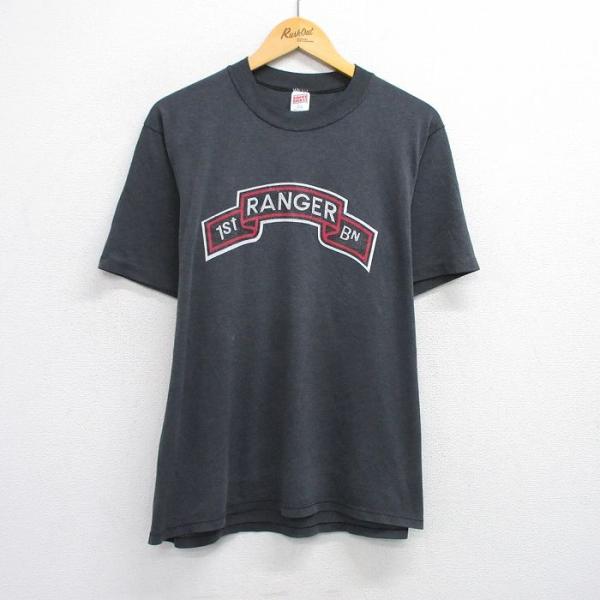 【商品番号】　tsv25071758【商品名】　XL★古着 半袖 ビンテージ Tシャツ メンズ 90年代 90s RANGER クルーネック USA製 黒【spe】【メンズ参考サイズ】　XL【表記サイズ】　XL　46【実寸サイズ】　着丈（肩...
