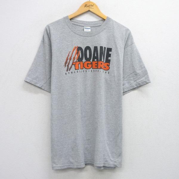 【商品番号】　tsv25073106【商品名】　XL★古着 半袖 ビンテージ Tシャツ メンズ 00年代 00s DOANE TIGERS 大きいサイズ クルーネック グレー 霜降り【メンズ参考サイズ】　XL【表記サイズ】　XL【実寸サイズ...