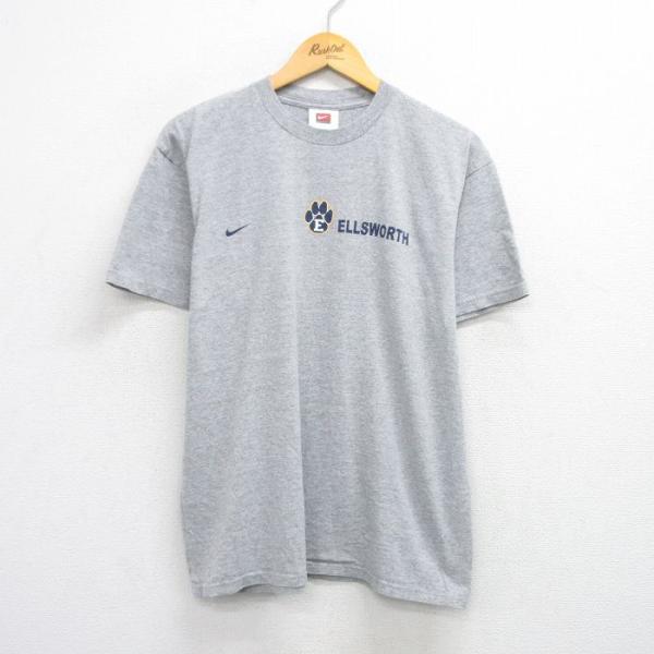 【商品番号】　tsv25073247【商品名】　L★古着 ナイキ NIKE 半袖 ビンテージ Tシャツ メンズ 00年代 00s ELLSWORTH クルーネック グレー 霜降り【メンズ参考サイズ】　L【表記サイズ】　M【実寸サイズ】　着丈...