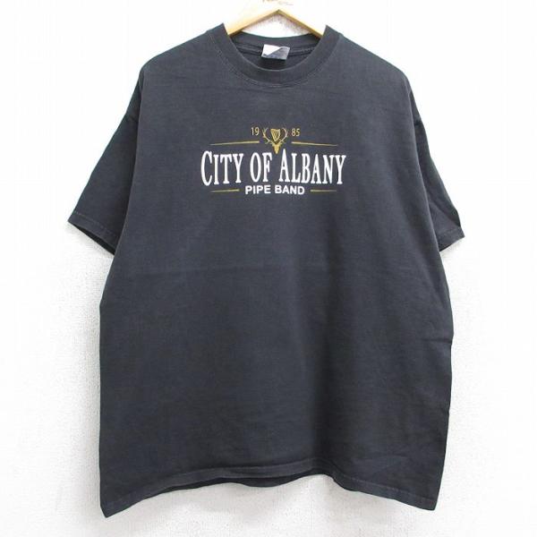 【商品番号】　tsv25073512【商品名】　XL★古着 半袖 ビンテージ Tシャツ メンズ 00年代 00s CITY OF ALBANY PIRE BAND コットン クルーネック 黒【メンズ参考サイズ】　XL【表記サイズ】　XL【実...