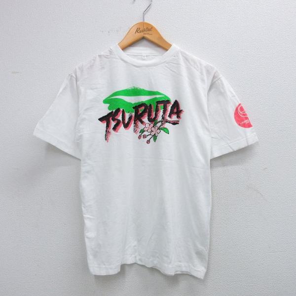【商品番号】　tsv25074750【商品名】　L★古着 半袖 ビンテージ Tシャツ メンズ 80年代 80s TSURUTA 花 コットン クルーネック 白【メンズ参考サイズ】　L【表記サイズ】　L【実寸サイズ】　着丈（肩から裾）62cm...