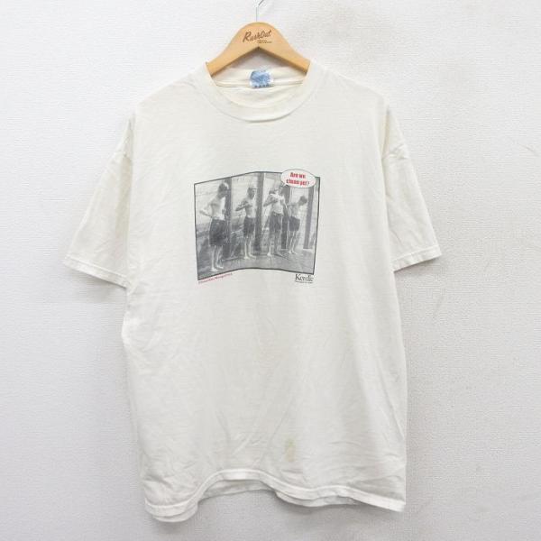 【商品番号】　tsv25075355【商品名】　XL★古着 ヘインズ 半袖 ビンテージ Tシャツ メンズ 00年代 00s Kendle コットン クルーネック 生成り【spe】【メンズ参考サイズ】　XL【表記サイズ】　XL【実寸サイズ】　...