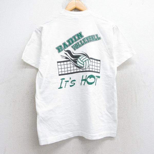 【商品番号】　tsv25080413【商品名】　M★古着 フルーツオブザルーム 半袖 ビンテージ Tシャツ メンズ 90年代 90s BADIN バレーボール コットン クルーネック 白【メンズ参考サイズ】　M【表記サイズ】　M【実寸サイズ...