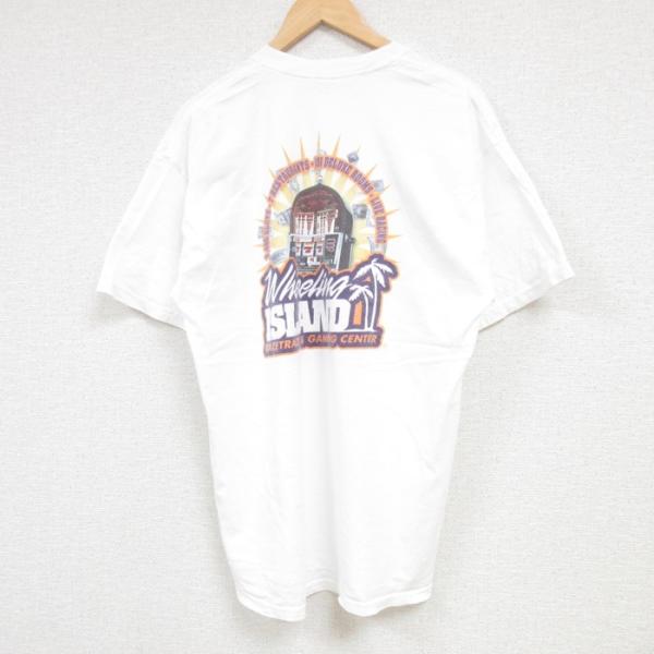 【商品番号】　tsv54070013【商品名】　L★古着 ジャージーズ 半袖 ビンテージ Tシャツ メンズ 00年代 00s Wheeling ISLAND スロット コットン クルーネック 白【メンズ参考サイズ】　L【表記サイズ】　XL【...