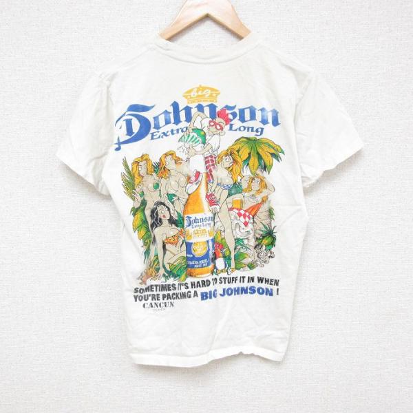 【商品番号】　tsv55030889【商品名】　M★古着 半袖 ビンテージ Tシャツ メンズ 90年代 90s 女性 ビール BIG JOHNSON クルーネック 白【メンズ参考サイズ】　M【表記サイズ】　なし【実寸サイズ】　着丈（肩から裾...