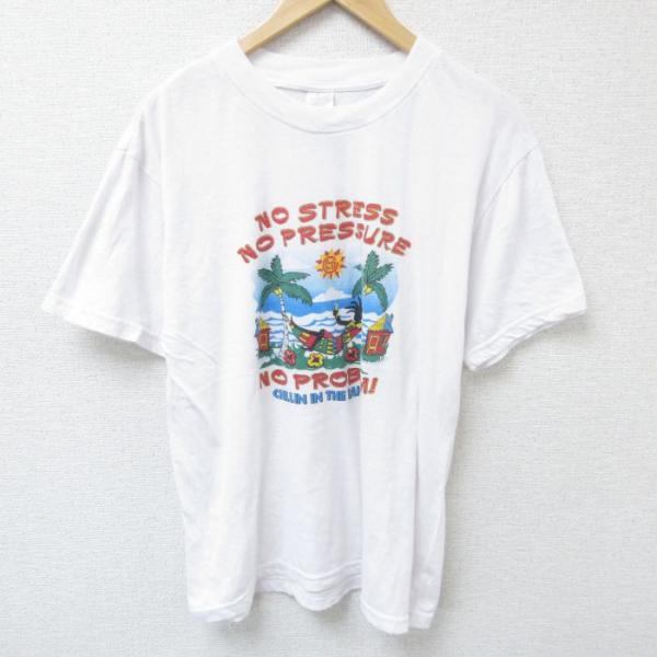 【商品番号】　tsv55050567【商品名】　L★古着 半袖 ビンテージ Tシャツ メンズ 00年代 00s バハマ クルーネック 白【メンズ参考サイズ】　L【表記サイズ】　L【実寸サイズ】　着丈（肩から裾）64cm　着幅（脇から脇）55...