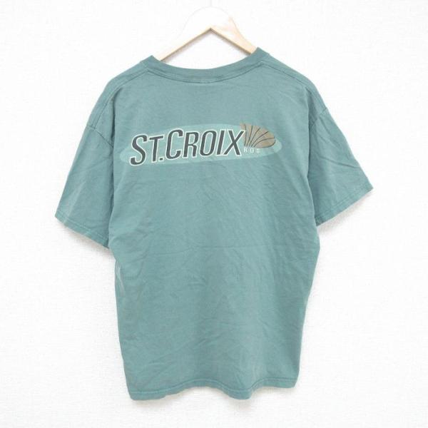 【商品番号】　tsv55050606【商品名】　XL★古着 半袖 ビンテージ Tシャツ メンズ 00年代 00s ST.CROIX コットン クルーネック 緑【メンズ参考サイズ】　XL【表記サイズ】　L【実寸サイズ】　着丈（肩から裾）66c...
