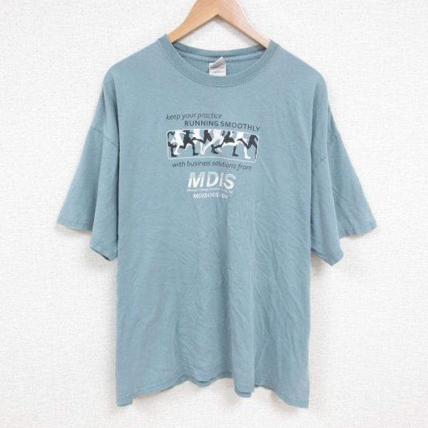 【商品番号】　tsv55050781【商品名】　XL★古着 半袖 ビンテージ Tシャツ メンズ 00年代 00s MDIS 大きいサイズ コットン クルーネック 薄紺【メンズ参考サイズ】　XL【表記サイズ】　2XL【実寸サイズ】　着丈（肩か...