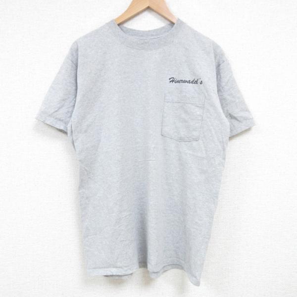 【商品番号】　tsv55060412【商品名】　L★古着 半袖 ビンテージ Tシャツ メンズ 00年代 00s Hiner 胸ポケット付き クルーネック グレー 霜降り【メンズ参考サイズ】　L【表記サイズ】　L【実寸サイズ】　着丈（肩から裾...