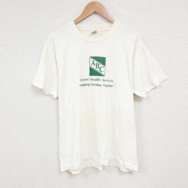 【商品番号】　tsv55060815【商品名】　L★古着 フルーツオブザルーム 半袖 ビンテージ Tシャツ メンズ 90年代 90s ABC コットン クルーネック USA製 薄ベージュ【メンズ参考サイズ】　L【表記サイズ】　L【実寸サイズ...