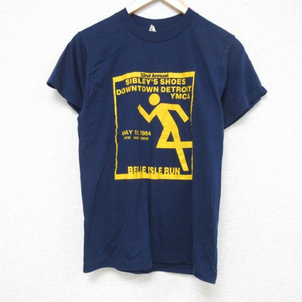 【商品番号】　tsv55060853【商品名】　S★古着 スクリーンスターズ 半袖 ビンテージ Tシャツ メンズ 80年代 80s RUN クルーネック USA製 紺【メンズ参考サイズ】　S【表記サイズ】　M【実寸サイズ】　着丈（肩から裾）...