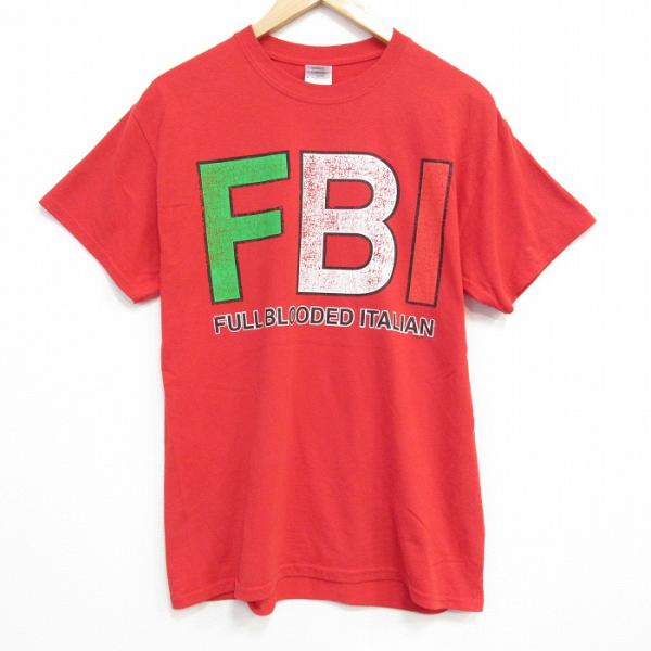 【商品番号】　tsv55070339【商品名】　M★古着 半袖 ビンテージ Tシャツ メンズ 00年代 00s FBI クルーネック 赤【メンズ参考サイズ】　M【表記サイズ】　M【実寸サイズ】　着丈（肩から裾）68cm　着幅（脇から脇）49...