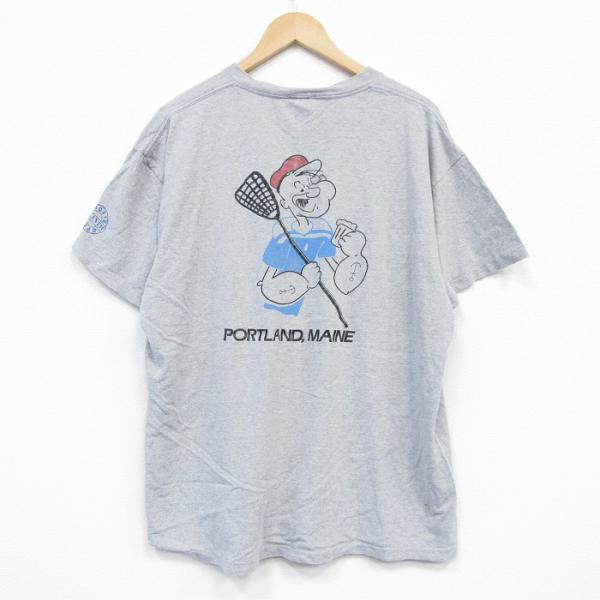 【商品番号】　tsv55080223【商品名】　XL★古着 半袖 ビンテージ Tシャツ メンズ 90年代 90s ポパイ 大きいサイズ コットン クルーネック USA製 グレー 霜降り【メンズ参考サイズ】　XL【表記サイズ】　XL【実寸サイ...