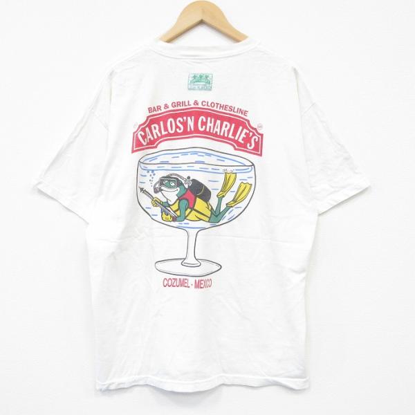 【商品番号】　tsv55080233【商品名】　XL★古着 半袖 ビンテージ Tシャツ メンズ 00年代 00s カエル 大きいサイズ クルーネック 白【メンズ参考サイズ】　XL【表記サイズ】　XL【実寸サイズ】　着丈（肩から裾）71cm　...