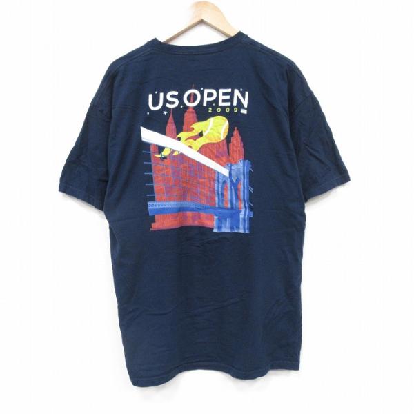 【商品番号】　tsv55080435【商品名】　XL★古着 半袖 ビンテージ Tシャツ メンズ 00年代 00s USオープン コットン クルーネック 紺【メンズ参考サイズ】　XL【表記サイズ】　XL【実寸サイズ】　着丈（肩から裾）74cm...