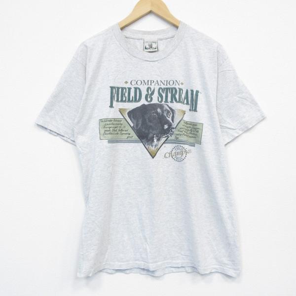 【商品番号】　tsv55080738【商品名】　L★古着 FIELD＆STREAM 半袖 ビンテージ Tシャツ メンズ コットン クルーネック USA製 薄グレー 霜降り【spe】【メンズ参考サイズ】　L【表記サイズ】　L【実寸サイズ】　着...