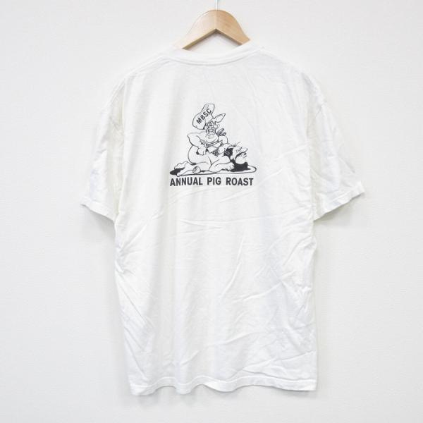 【商品番号】　tsv55080858【商品名】　XL★古着 半袖 ビンテージ Tシャツ メンズ 00年代 00s ブタ コットン クルーネック 白【メンズ参考サイズ】　XL【表記サイズ】　XL【実寸サイズ】　着丈（肩から裾）69cm　着幅（...