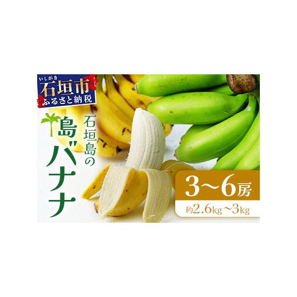 ■ 容量　石垣島産・島バナナ（小笠原種）、3〜6房（約2,6〜3kg前後入り）　箱・梱包材込重量・約4kg　　【賞味期限】到着より常温で7日以内、季節・気温によって熟度は変化します。　タイプ：【常温】