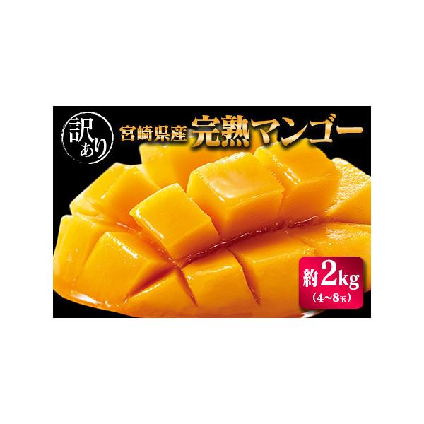 ■ 容量　◆訳あり完熟マンゴー 約2kg（4〜8玉）［ご家庭用］　※訳ありですのでミニマンゴーや大きめのマンゴーなど、大小さまざまなマンゴーが混じる可能性がございます。　※サイズ・個数のご指定はできません。　※簡易ボックスに入れてのお届けと...