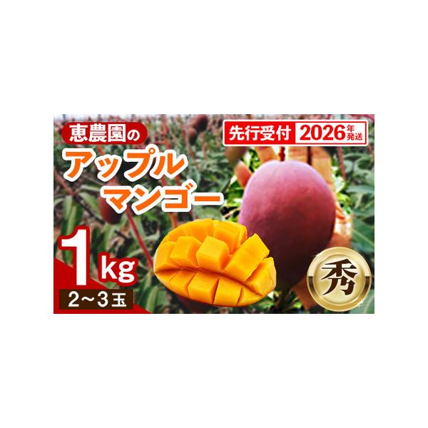 ■ 容量　恵農園 アップルマンゴー秀品 1kg（2〜3玉）　※玉数の指定はできません　※数に限りがございます。数量に達し次第終売となります。　　アレルギー：ウルシ科■ 配送について　2026年6月中旬〜7月上旬頃を予定　タイプ：【常温】