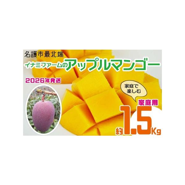 ■ 容量　アップルマンゴー　約1.5kg　（3〜4玉）　　家庭用・白箱　色付が3割以下　表皮に多少の傷あり　　アレルギー：ウルシ科■ 配送について　2026年7月中旬〜8月中旬で順次発送予定　　タイプ：【冷蔵】