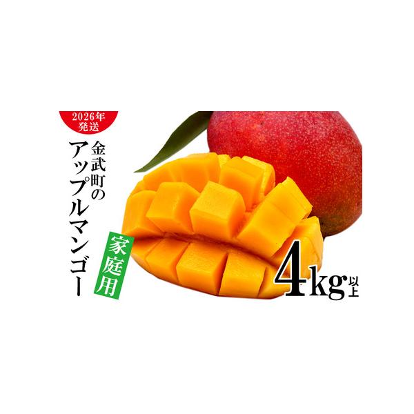 ■ 容量　・家庭用マンゴー　4kg以上（10〜14玉）　　※のし、ラッピング等のギフト（お中元）対応は出来かねますので予めご了承ください。　※色づき3割以下、多少キズがあるものも含まれます。　※贈り物には不向きですが、家庭用として美味しく召...