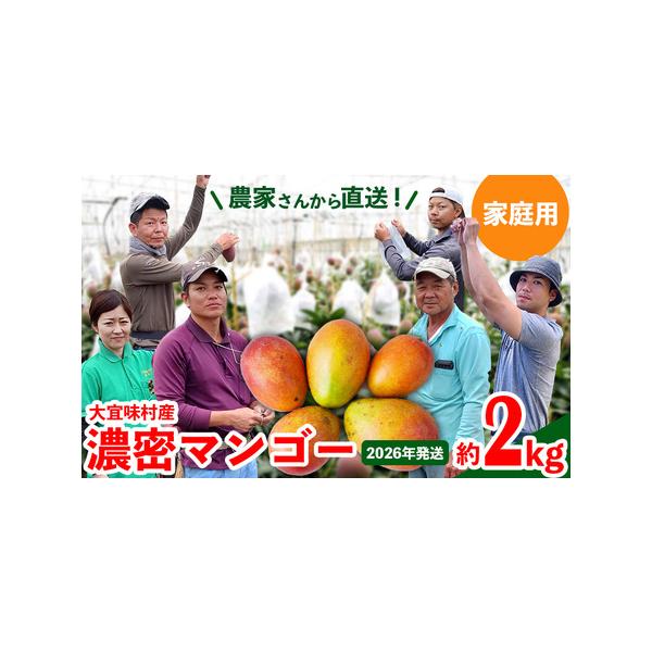 ■ 容量　大宜味村産マンゴー　良品（家庭用）3玉〜6玉(約2kg)　※冷蔵で送る為水分が飛び50g〜100ｇ差が出る事があります。　白箱■ 配送について　2026年7月初旬〜8月中旬発送予定　　タイプ：【冷蔵】
