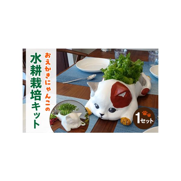 ■ 容量　おえかきにゃんこの水耕栽培キット 1セット　　【サイズ】　・縦397×横239×高121(mm)　　【材質】　・ねこの栽培容器/発泡スチロール製×1　※頭、体、背中(フタ)　・水耕栽培パネル/発泡スチロール製×1　・栽培スポンジ/...