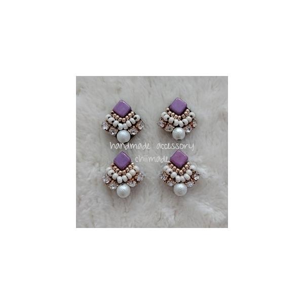 ■ 容量　ビーズ 刺繍 ひし形 : ピアス 　カラー：パープル■ 配送について　入金確認後1〜２ヶ月程度で発送※本返礼品は、レターパック便でポストにお届けとなります。　タイプ：【常温】【ギフト】