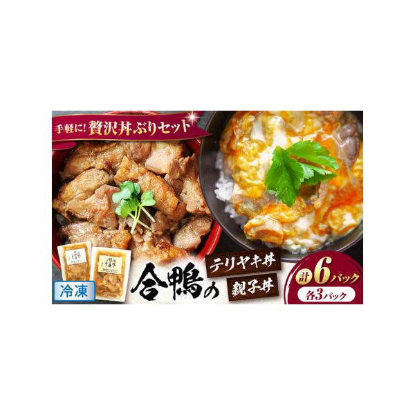 ■ 容量　・合鴨の親子丼の素（合鴨肉60g、玉ネギ入りタレ80g）×3　・合鴨のテリヤキ丼の素 （合鴨テリヤキ肉60g、和風タレ30g）×3　【加工地】　滋賀県長浜市　■ 配送について　寄附確定後、2週間前後　タイプ：【冷凍】