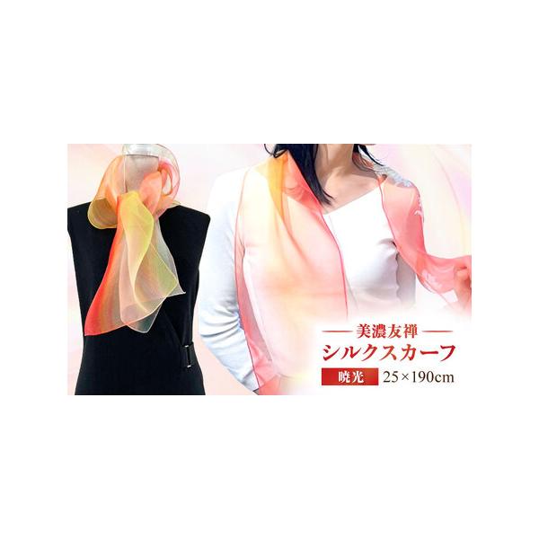 ■ 容量　国産シルクオーガンジー　絹：100%　サイズ：25cm×190cm　内容量：1枚　【加工地】　岐阜県岐阜市　■ 配送について　寄附入金確認後、約1ヶ月以内に発送予定　タイプ：【常温】