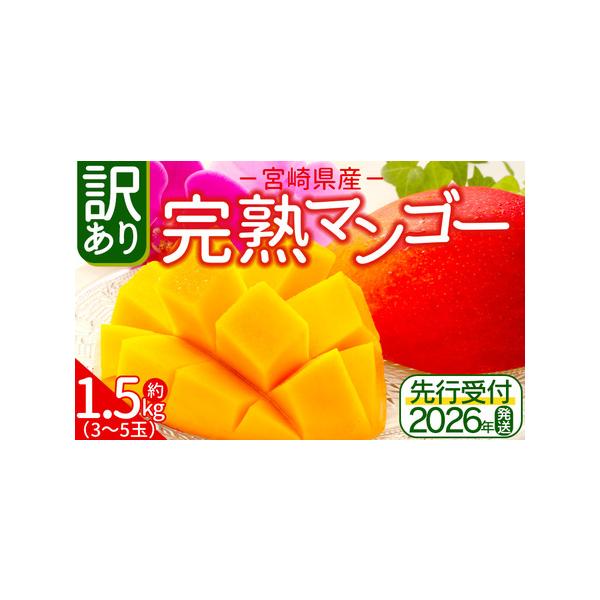 ■ 容量　訳あり 宮崎県産 完熟マンゴー 合計約1.5kg（3?5玉）■ 配送について　入金確認後、2025年7月中旬~下旬迄に順次出荷　タイプ：【冷蔵】