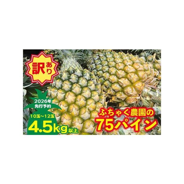 ■ 容量　【訳あり】ふちゃく農園の75パイン(スナックパイン)4.5kg以上　※10玉〜12玉■ 配送について　2026年7月下旬〜8月中旬　タイプ：【冷蔵】