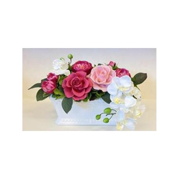 ■ 容量　＜プリザーブドフラワー＞ローズ、アジサイ　＜アーティフィシャルフラワー＞リーフ、胡蝶蘭、ローズ他　＜花器＞陶器　　タイプ：【常温】