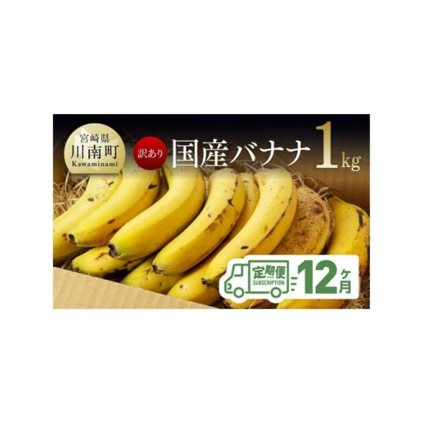 ■ 容量　訳あり国産バナナ１ｋｇ（約12本※個体差がありますので入数は前後することがございます。予めご了承ください。）×12ヶ月■ 配送について　ご入金確認後、毎月12ヶ月間定期的にお届けします。　※生育状況により発送が遅れる場合があります...
