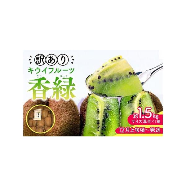 ■ 容量　訳あり 香緑キウイ サイズ混合 約1.5kg×1箱　【賞味期限】　常温保存で5日間　【アレルギー】　キウイフルーツ　※ 表示内容に関しては各事業者の指定に基づき掲載しており、一切の内容を保証するものではございません。　※ご不明の点...