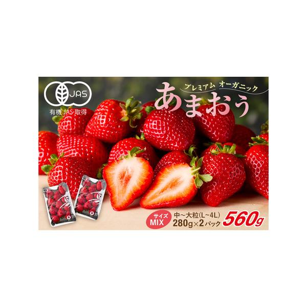 ■ 容量　【内容量】280g×2　粒数：17〜30粒　粒の形状：中粒〜大粒(L〜4L)　※形にばらつきあり、平パック、シール貼付(エコ農産物、有機JAS)　【原材料】イチゴ(あまおう)　【原産地】福岡県宗像市　【のし対応】不可　【賞味期限】...