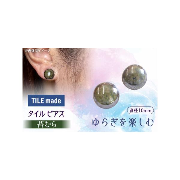 ■ 容量　苔むらタイルピアス　サイズ：直径10mm　タイル：磁器　金具：真鍮　キャッチ：チタン　　【対応機器】　　　　【加工地】　岐阜県瑞浪市■ 配送について　入金確認後、1か月以内に発送　タイプ：【常温】