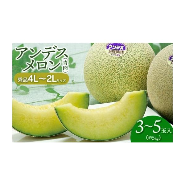 容量アンデスメロン(青肉) 秀品4L〜2L3玉〜5玉（約5kg）※その年の天候等により、発育に個体差がございます。そのため、玉数とサイズの指定は出来ませんので、予めご了承ください。 美味しい召し上がり方：メロンの底が少し柔らかくなったら食べ...