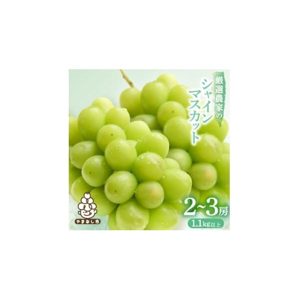 容量■お礼品の内容について・大人気!山梨のシャインマスカット[2〜3房　計1.1kg以上]原産地:山梨市■注意事項／その他※天候や生育状況によりお届けが前後する場合がございます。記載の発送時期は目安となりますのでご了承ください。※生鮮品のた...