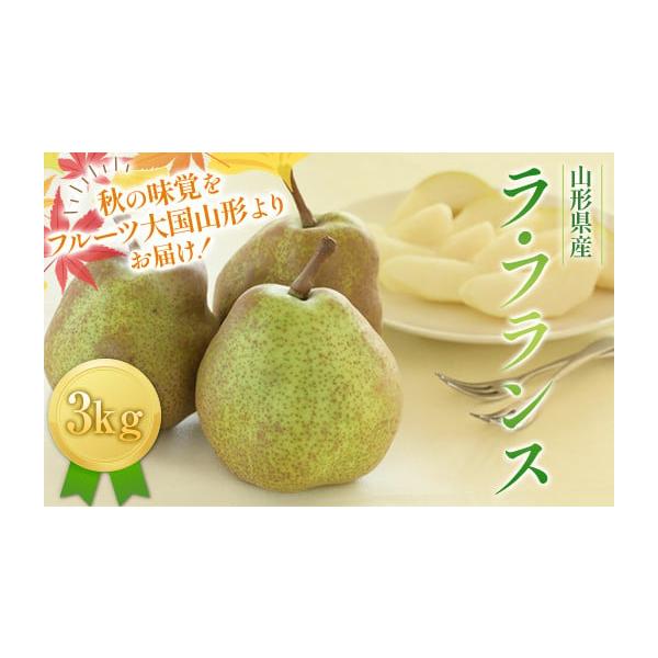 容量産地:山形県産品種:ラ・フランス内容量：3kg（8〜12玉）発送期日2026年11月上旬〜12月下旬頃に順次発送※発送時期は、例年の発送時期を記載しております。天候や収穫状況により変更になる場合があります。配送常温 別送申込期日2026...