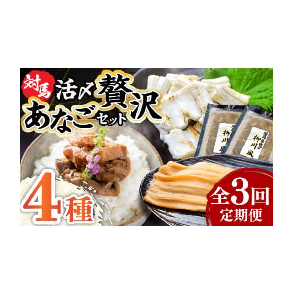 容量以下の内容を全3回（月1回）お届けします。●煮あなご：2個●あなご佃煮：1個●あなご開き：2個●あなご柳川風：2個【原料原産地】対馬産【加工地】長崎県対馬市豊玉町貝鮒4-11【※お読みください】離島のため、天候や船の運行状況により、お届...