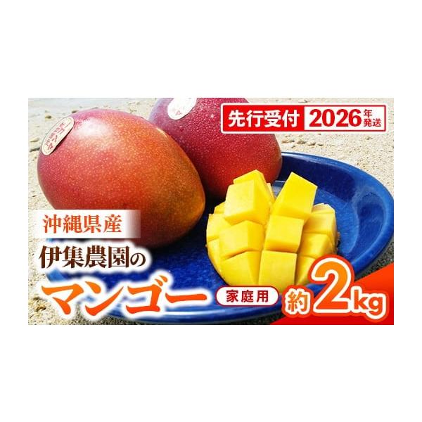 容量沖縄県産マンゴー（ご家庭用）約2kg（3〜8玉）・玉数の指定はできません消費期限到着後なるべくお早めに御賞味ください発送期日2026年6月中旬〜7月末頃を予定配送冷蔵 別送申込期日2026年7月15日頃までを予定事業者伊集農園申込条件何...