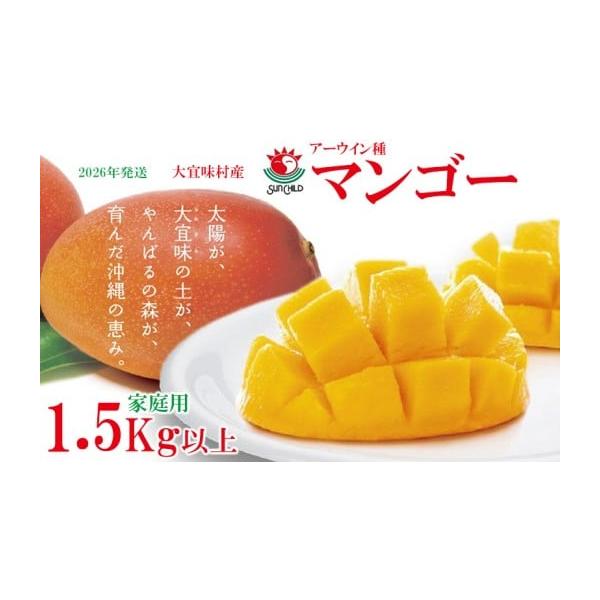 容量アーウィン種マンゴー　家庭用1.5キロ(3〜4玉）消費期限青果物のため、できるだけ早くお召し上がりください。発送期日2026年7月上旬〜8月中旬頃配送冷蔵 別送申込期日2026年７月31日まで事業者サンチャイルド農園申込条件何度も申し込み可