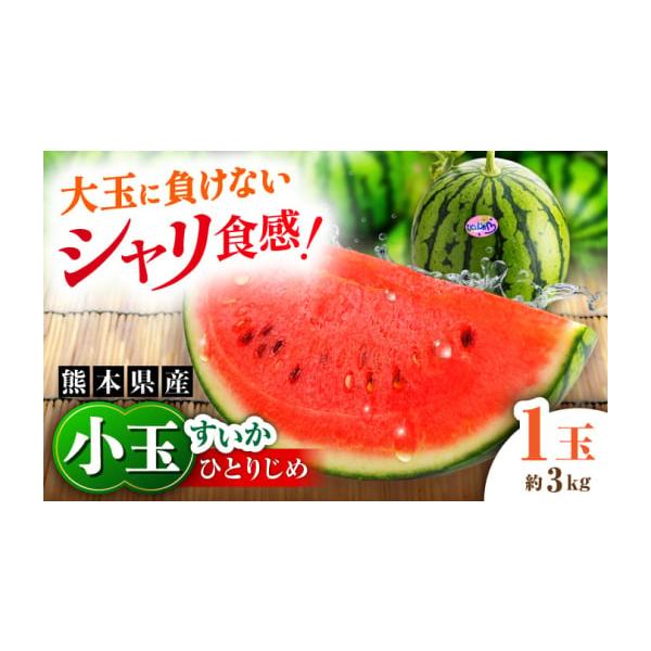 容量小玉すいか（品種：ひとりじめ） 1玉入（約3kg）【原料原産地】熊本県合志市消費期限【賞味期限】14日前後発送期日ご入金確認後、2026年4月中旬より順次発送いたします。配送常温 時間指定 別送申込期日2026年5月上旬まで事業者一般社...