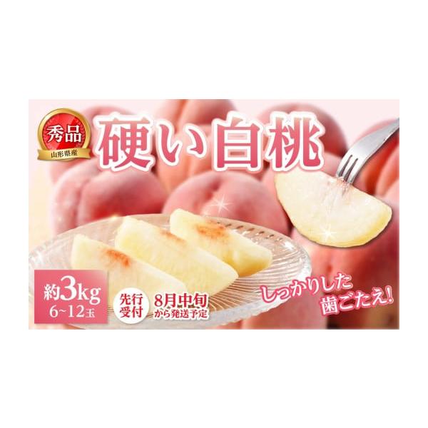 容量約3kg(6〜12玉程度)　秀品品種おまかせ（硬い白桃：おどろき・美晴などから1品種）　消費期限出荷日から4日間発送期日2026年8月中旬頃から順次発送予定【注意事項】収穫時期が限られるため、お届け日の指定はできません。お申込み順に順次...
