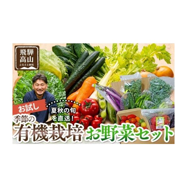 容量旬の有機栽培お野菜 4〜6品※内容の指定はできません内容の一例：有機野菜（岐阜県高山市産）（トマト、ナス、キュウリ、ピーマン、オクラ、ケール、スティックセニョール、菜花、大根、菊芋などから季節に応じて組み合わせ）消費期限発送日より7日程...