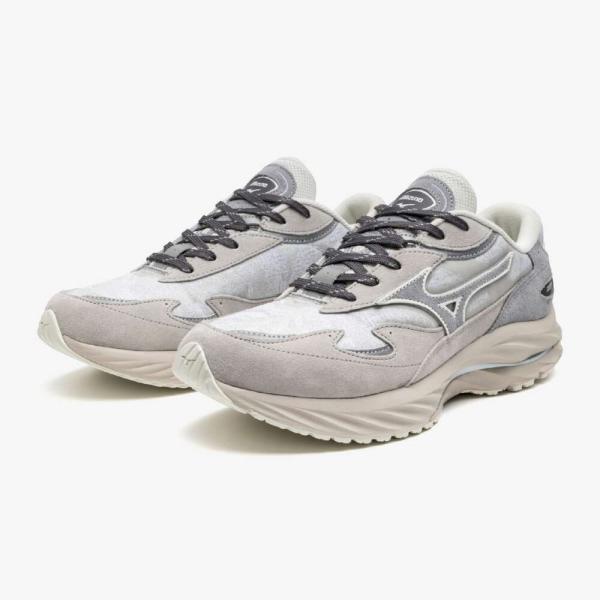 素材／甲材／合成繊維、天然皮革、合成皮革底材／合成底インソール／カップインソール（取り外し可）原産国：ベトナム製 カラー/01：ライトグレー×グレー×ブラック◆ミズノエナジー　柔らかさと反発性に優れたミッドソール素材アッパー本体裏地のテキス...