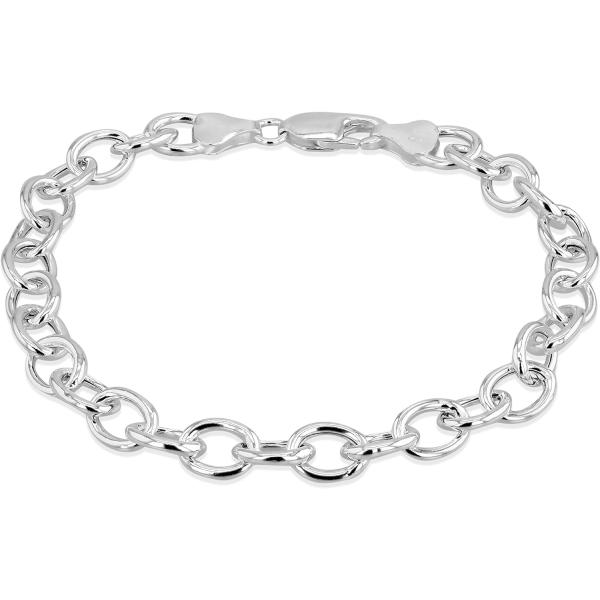 商品名Tuscany Silver Women's Sterling Silver 7mm Oval Belcher Charm Bracelet of 20cm/8""ブランド：Tuscany Silver商品サイズ：8 inch高さ：2...