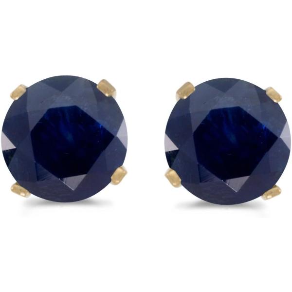 商品名1カラット合計重量自然ラウンドサファイアスタッドイヤリング14 Kイエローゴールドにセット1 Carat Total Weight Natural Round Sapphire Stud Earrings Set in 14k Yel...